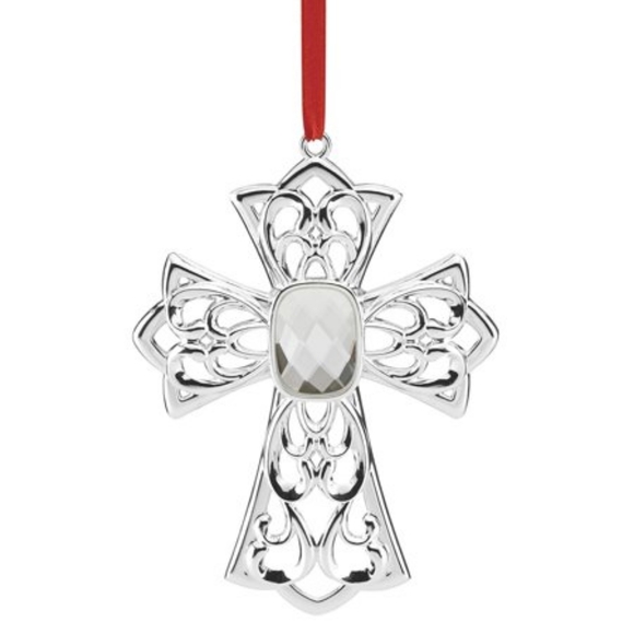 Holiday | Lenox Silver Jeweled Cross Ornament Gift Boxed Lenox ...